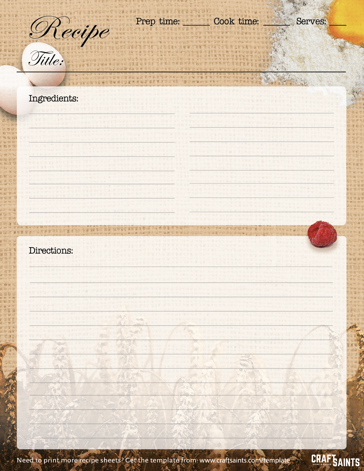 Cooking Templates - CraftSaints
